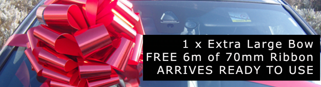 Big Red Holographic Car Bonnet Bow- FREE 6m Matching Ribbon To Wrap The Car